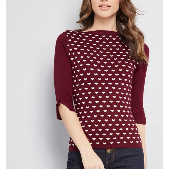 Modcloth | Sweaters | Modcloth Up To Parisienne Hearts Sweater | Poshmark